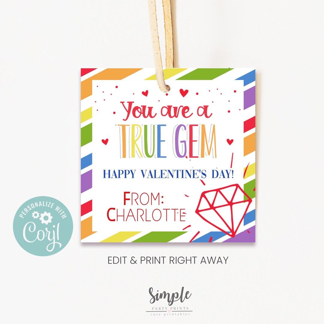 Printable Ring Pop Valentine's Day Gift Tags, Classroom Exchange Cards ...