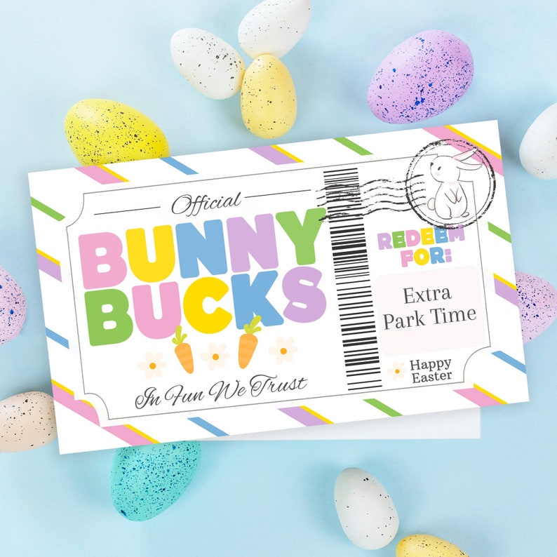 Easter Bunny Money - Personalized Basket Bucks From Bunnies - Printable ...