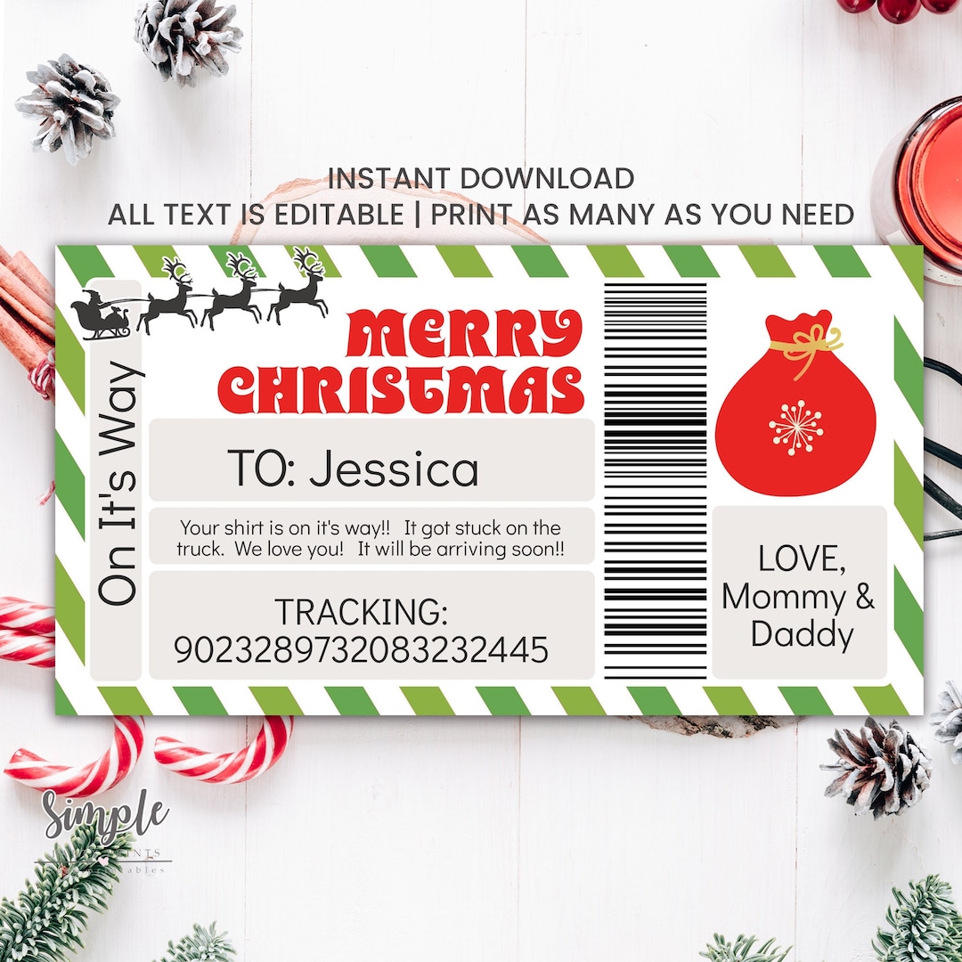 Printable Late Christmas Gift Holiday Certificate Delayed Gift Notice ...