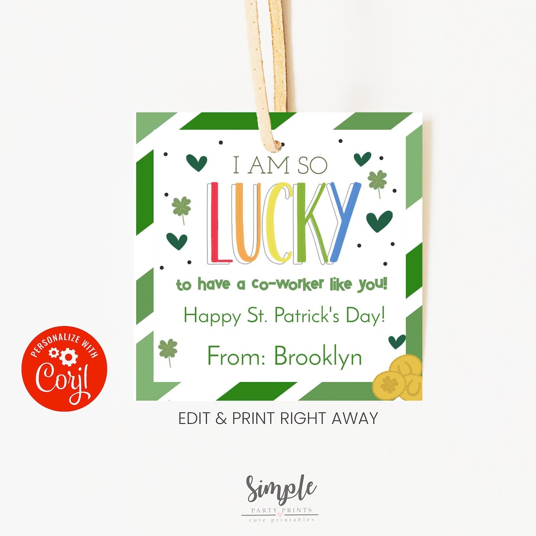 Printable St. Patrick's Day Tag Editable Lucky Charms Gift Tags Custom ...