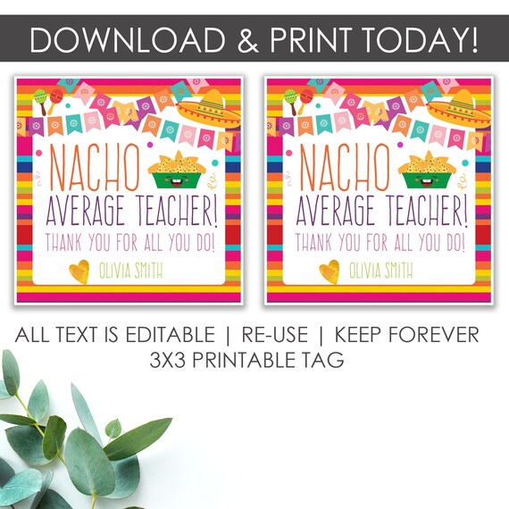Editable Teacher Appreciation Tags, Fiesta Themed Tags, Printable Cinco ...