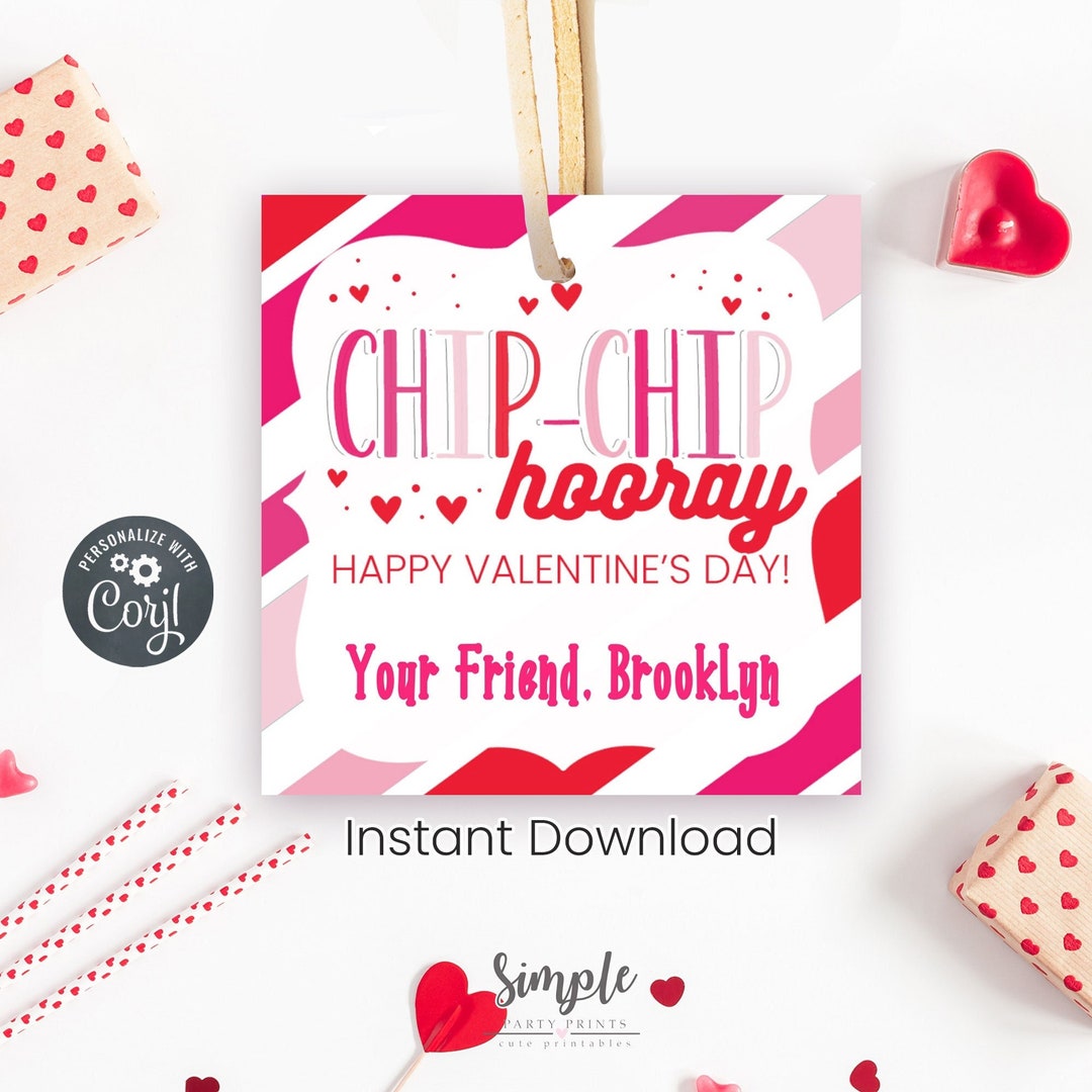 Printable Bag of Chips Valentine's Day Tags, Classroom Exchange Cards ...