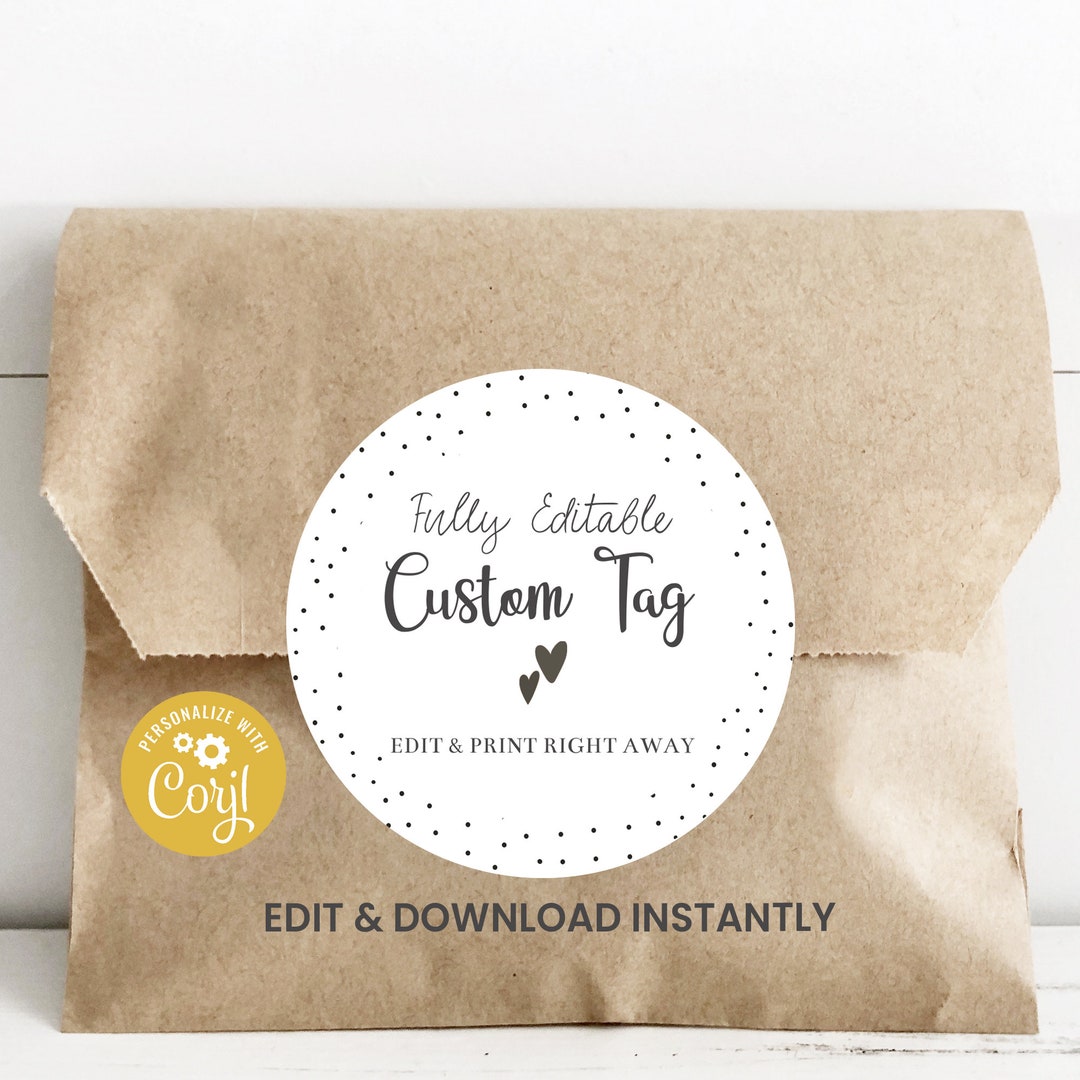 Editable Polka Dot Blank Round Tags Instant Download, Printable Custom ...