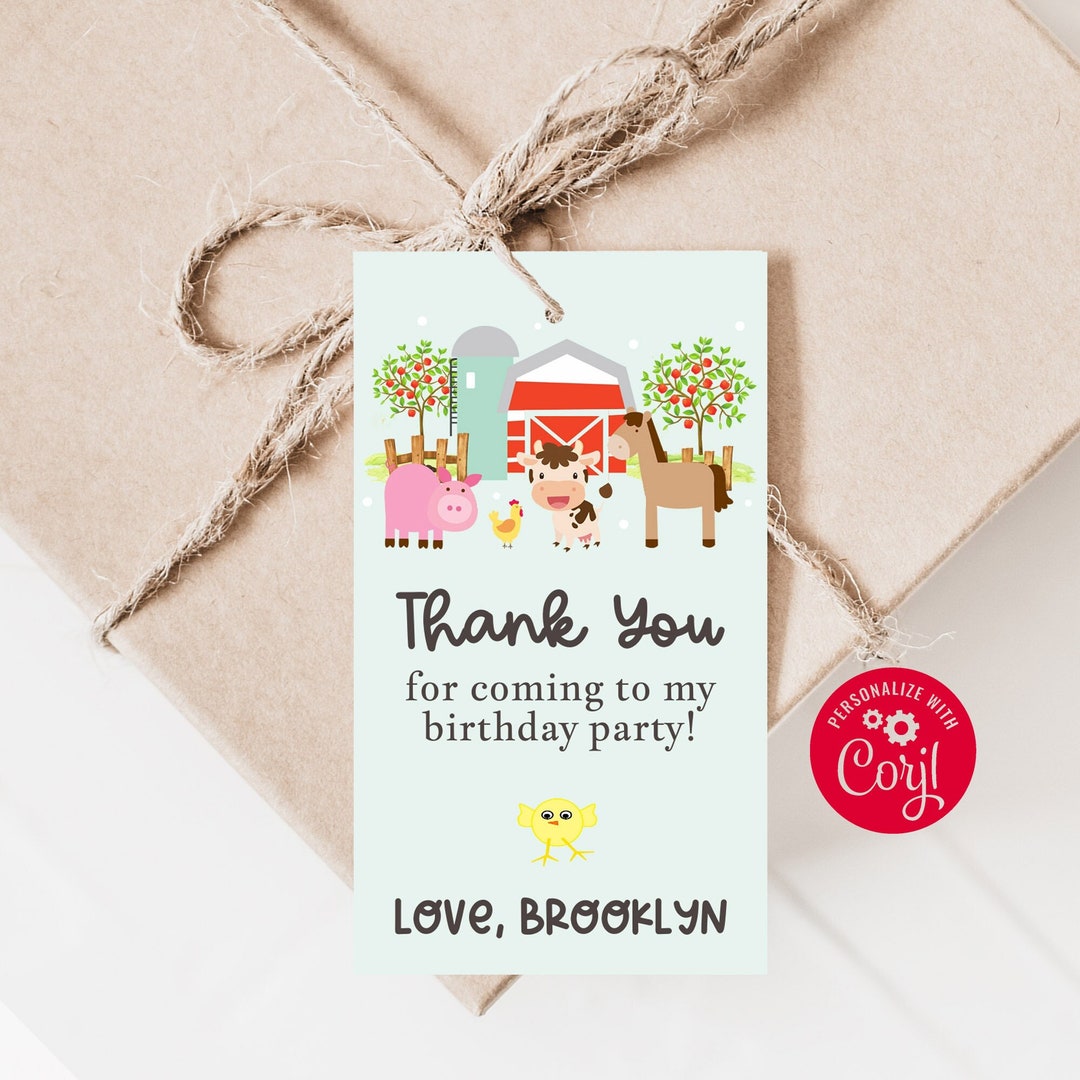 Editable Farm Animals Birthday Party Tag | Farm Barnyard 1st Birthday ...