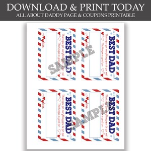 Printable All About My Daddy Fill in Page With Coupons for Dad, Father ...