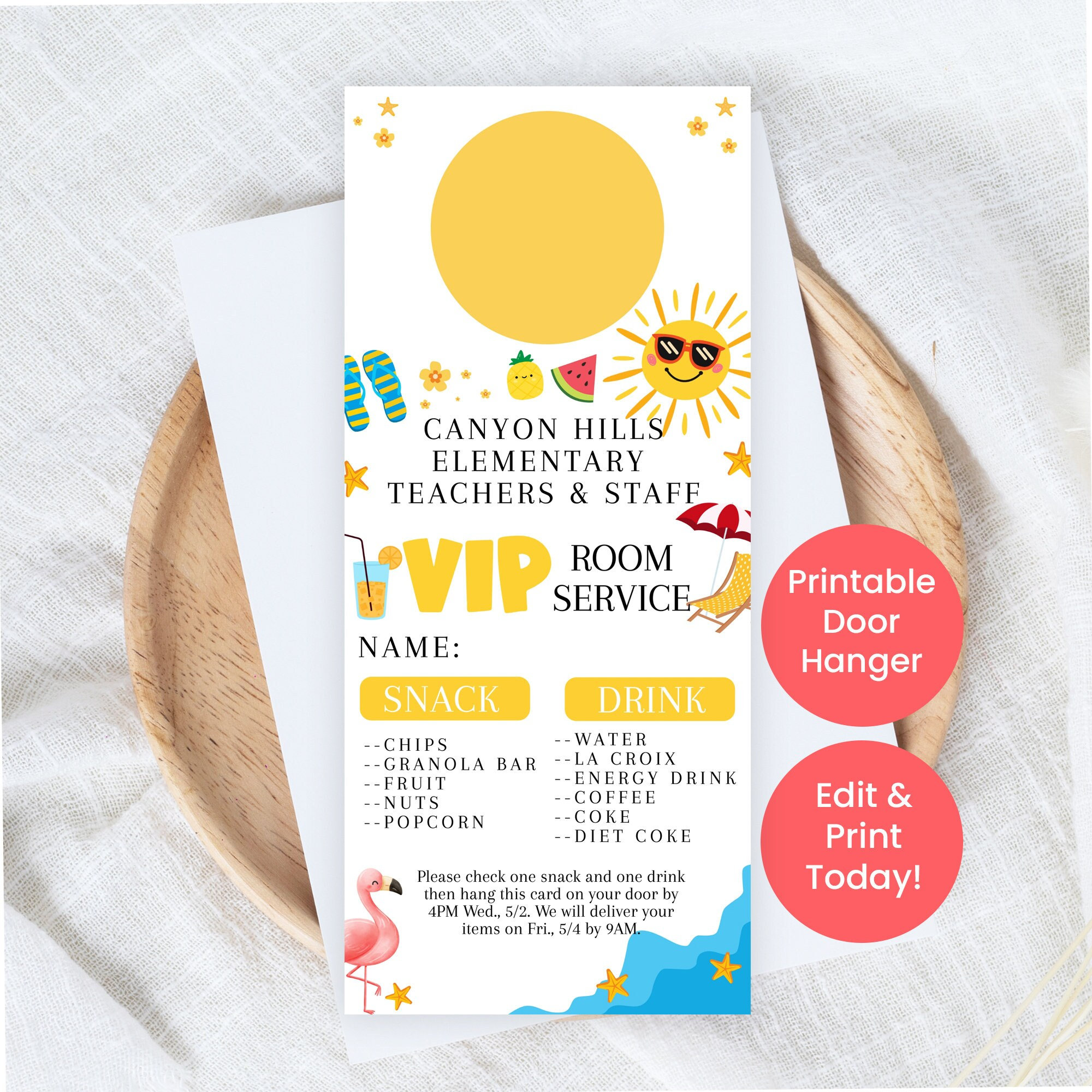 Editable Bright Sunny Door Hanger, Teacher Appreciation Sunsational ...