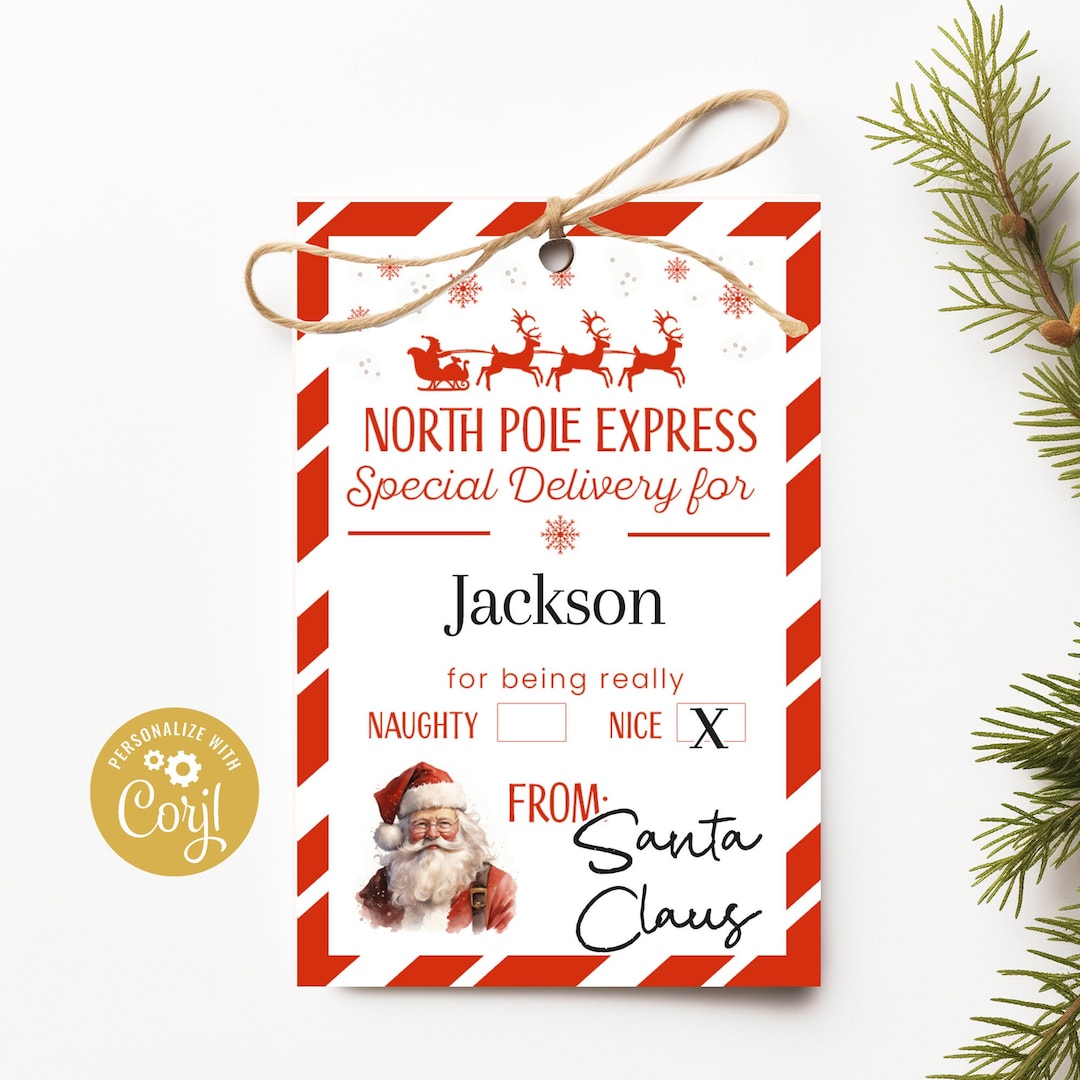 Editable Gift Tags From Santa Personalized Christmas Labels - Etsy