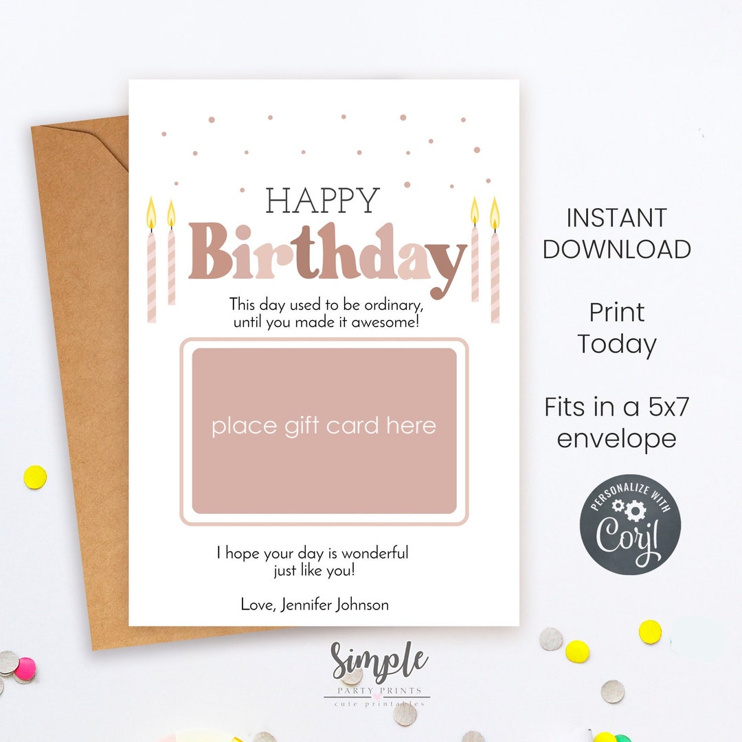 Happy Birthday Gift Card Holder, Printable Birthday Party Gifts ...