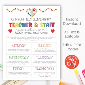 Printable Teacher Appreciation Week Instructions Flyer, Simple TAW ...