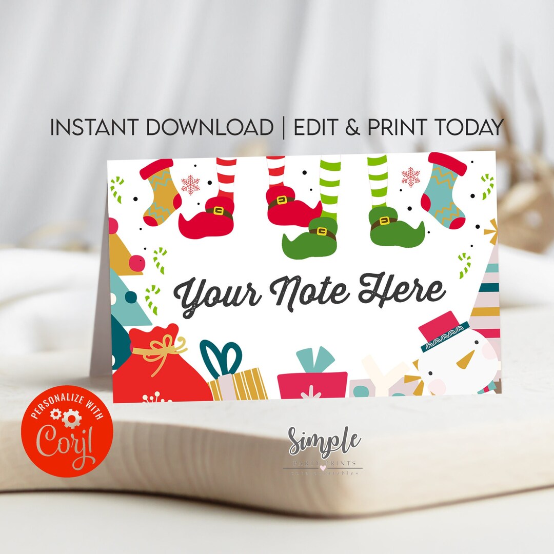 Printable Elf Notes Template, Editable Kids Christmas Party Folding ...