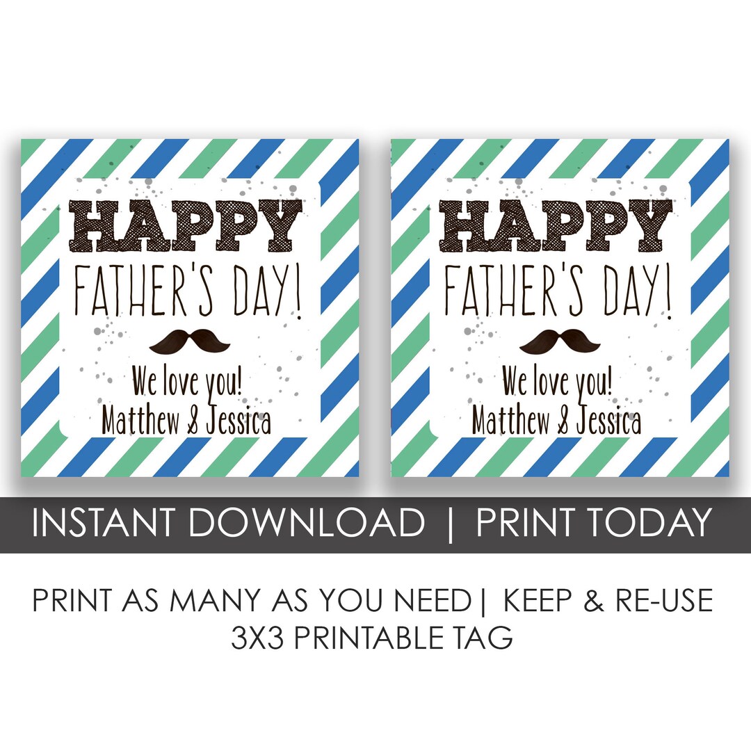Printable Happy Father's Day Tags, Editable Gifts for Dad, Customized ...