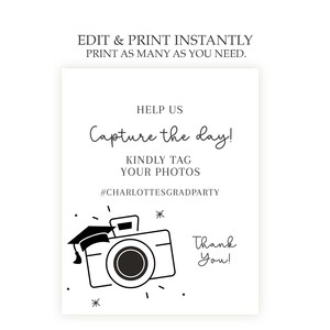 Graduation Party Photo Booth Sign | Printable Social Media Hashtag Sign ...