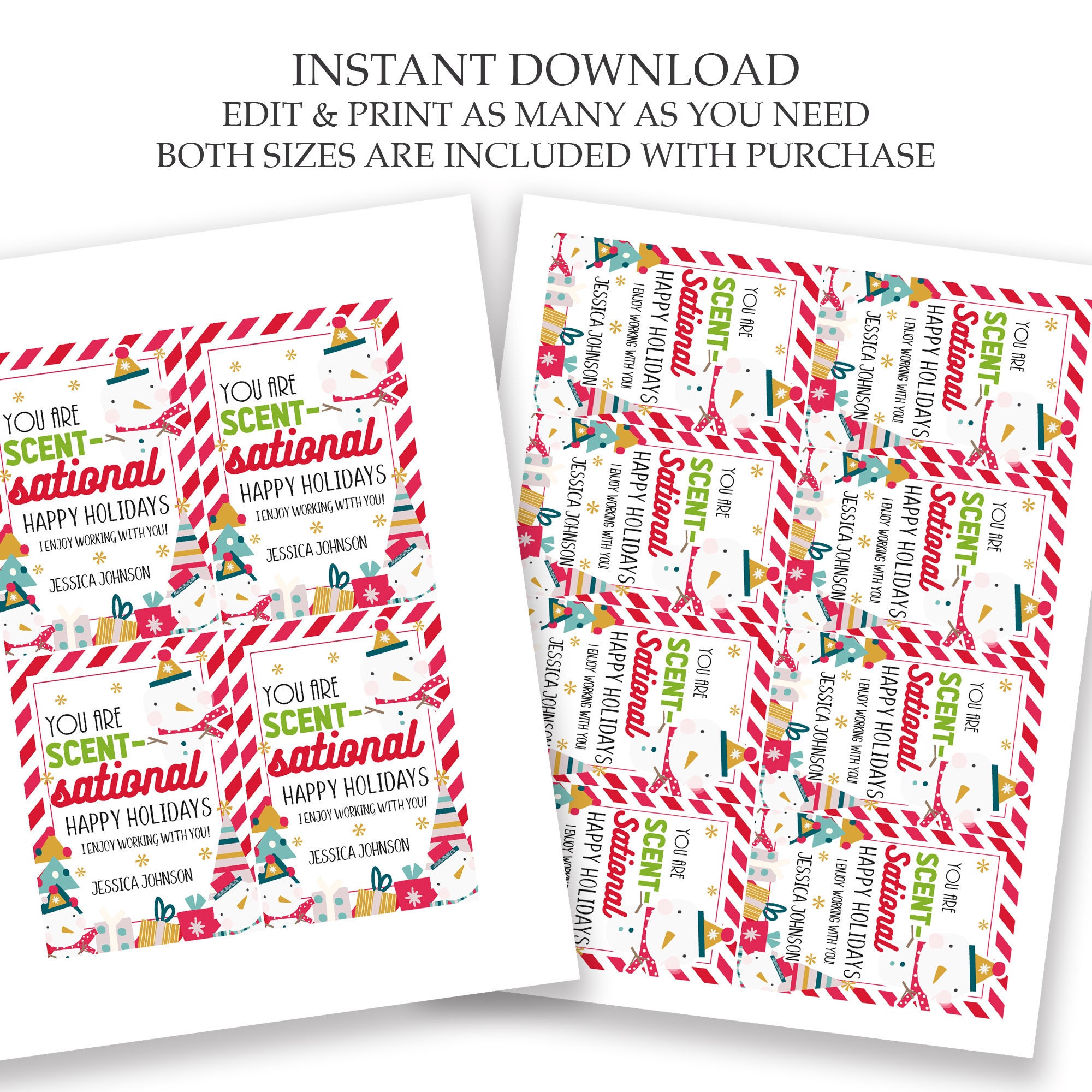 Editable You Are Scent-sational Label, Tags for Soap, Gift Tags, Merry ...