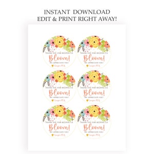 Flower Teacher Appreciation Week Tags, Printable Circle Thank You for ...