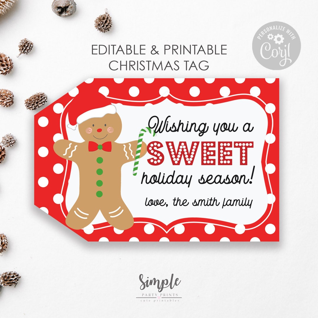 Christmas Gift Tags, Merry Christmas Tag, Sweet Happy Holidays Labels ...