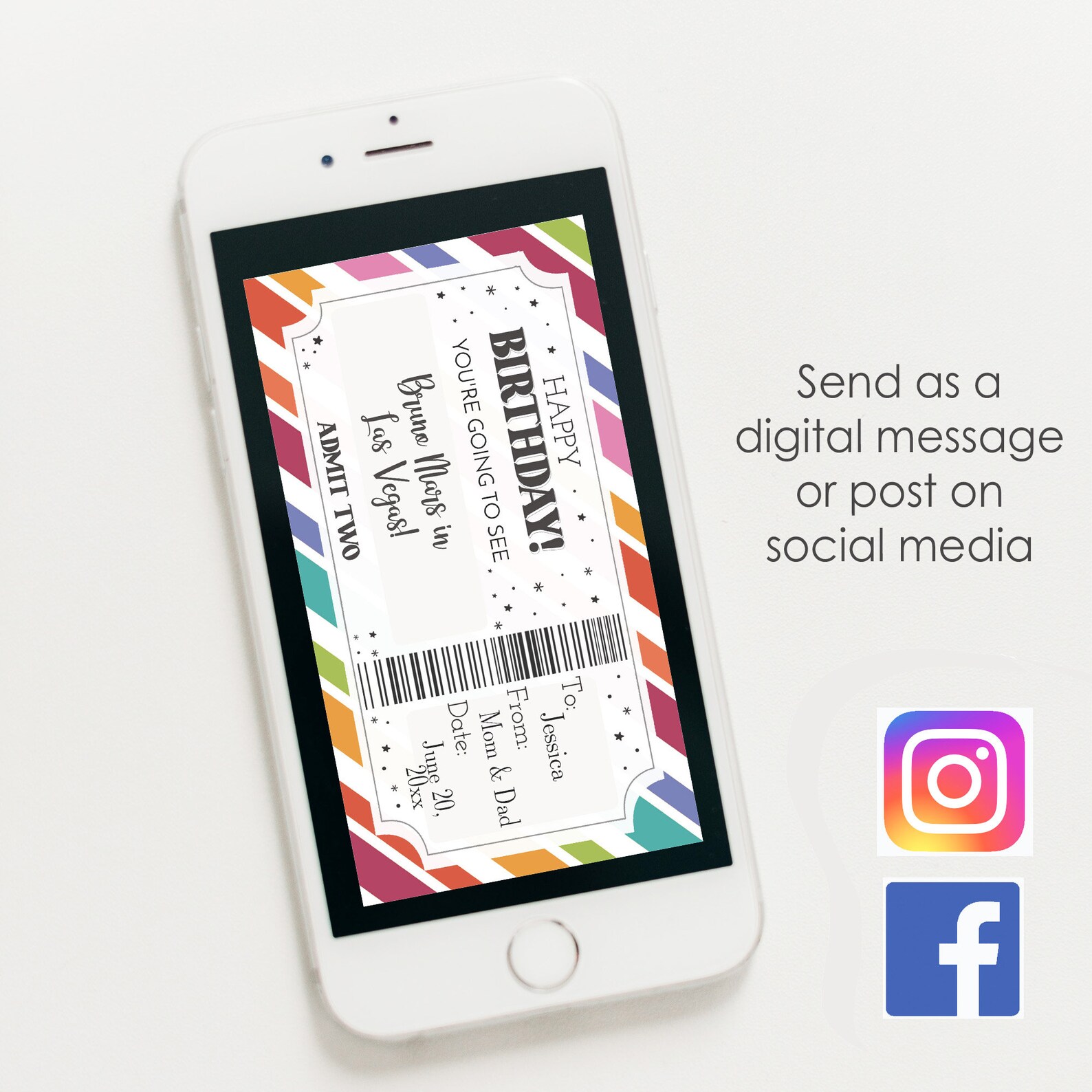 Printable Happy Birthday Concert Ticket Template, Show Certificate Gift ...