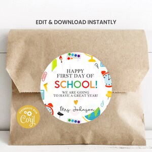 1st Day of School Printable Tag | Welcome Back to School Labels | First ...