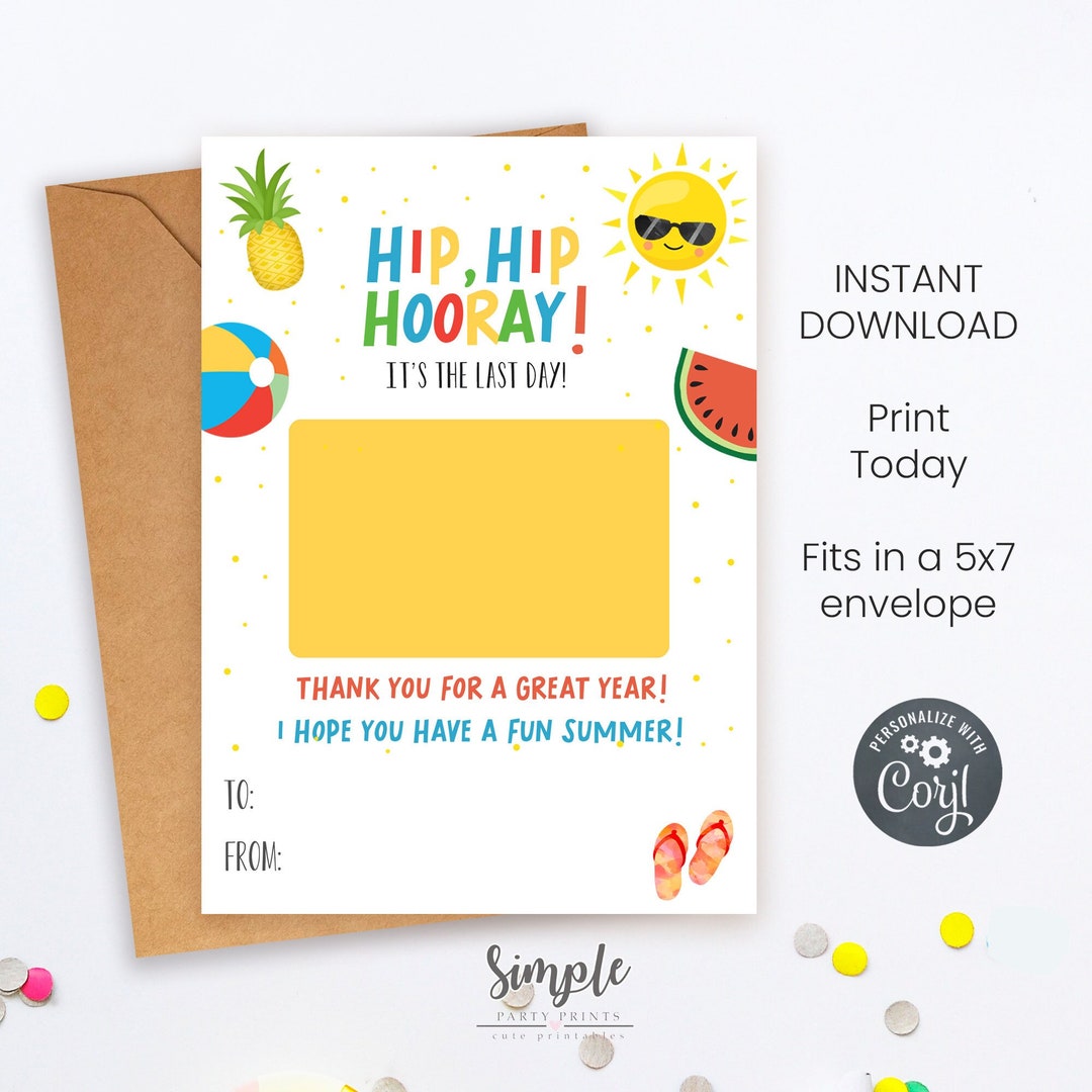 School's Out Summer is Here Gift Card Holder, Printable Teacher ...
