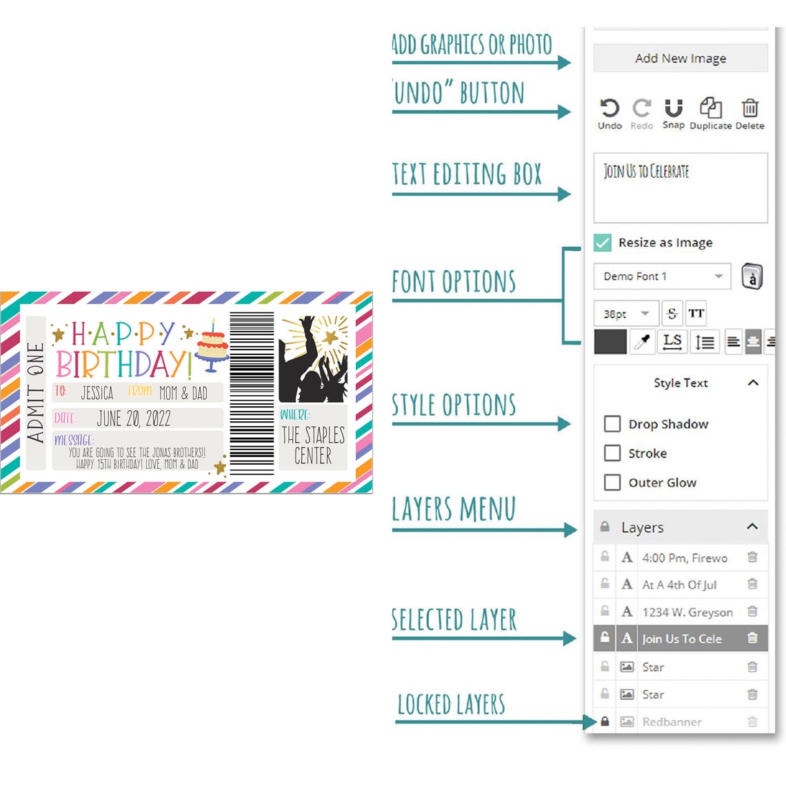 Printable Happy Birthday Concert Ticket Template Show | Etsy