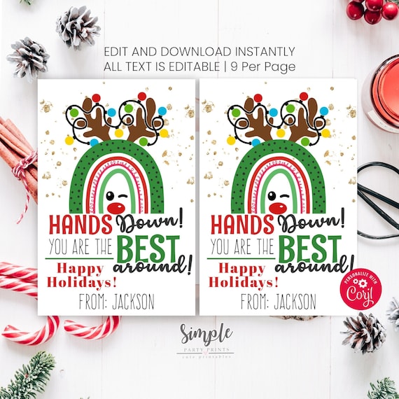 Christmas Coworker Printable Tag | Christmas Holiday Tag | Hands Down ...
