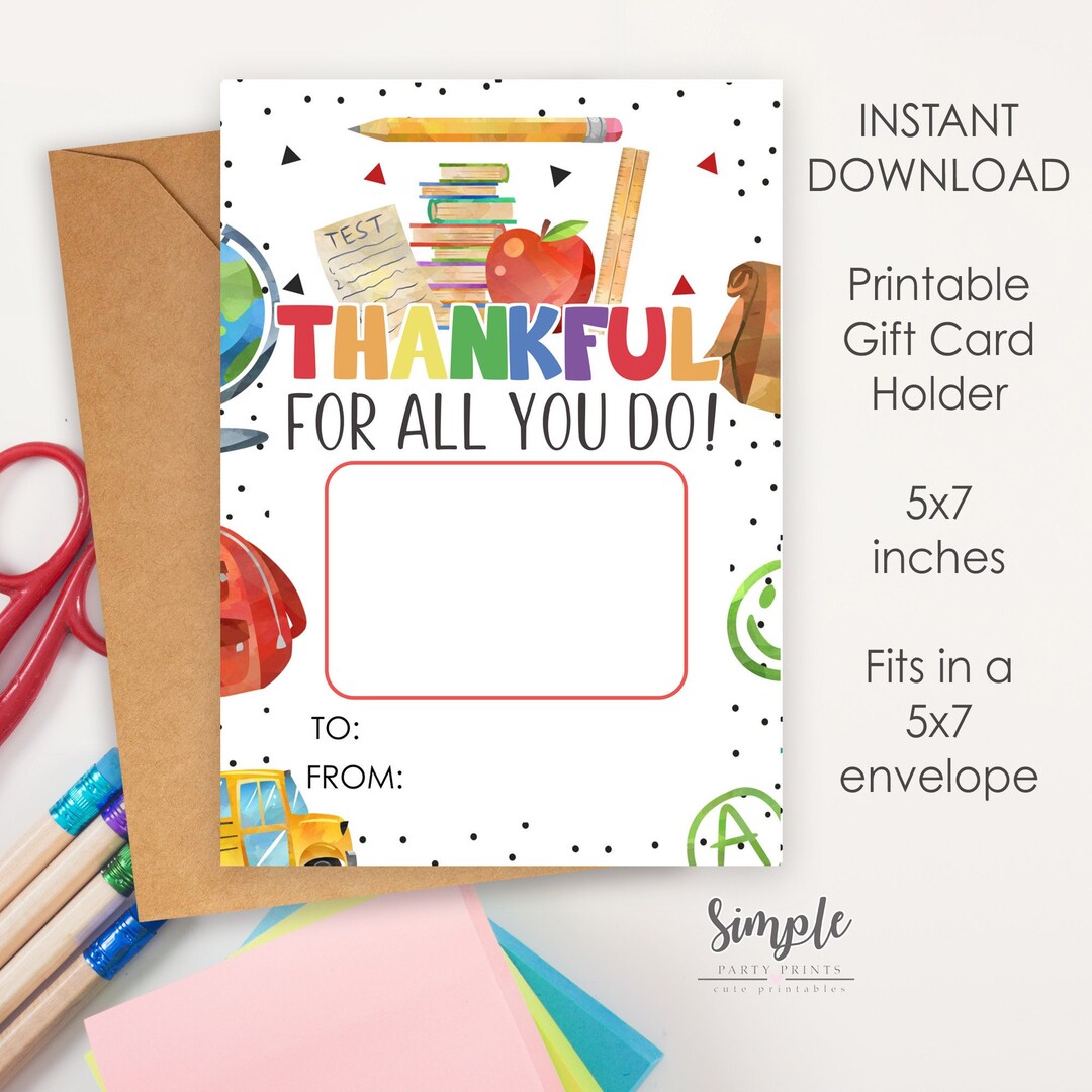 Teacher Gift Card Holder, Gifts for Teacher, Printable Gift Card Holder ...