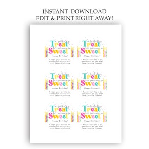 Printable Bright Happy Birthday Sticker - Editable Birthday Gift Ideas ...