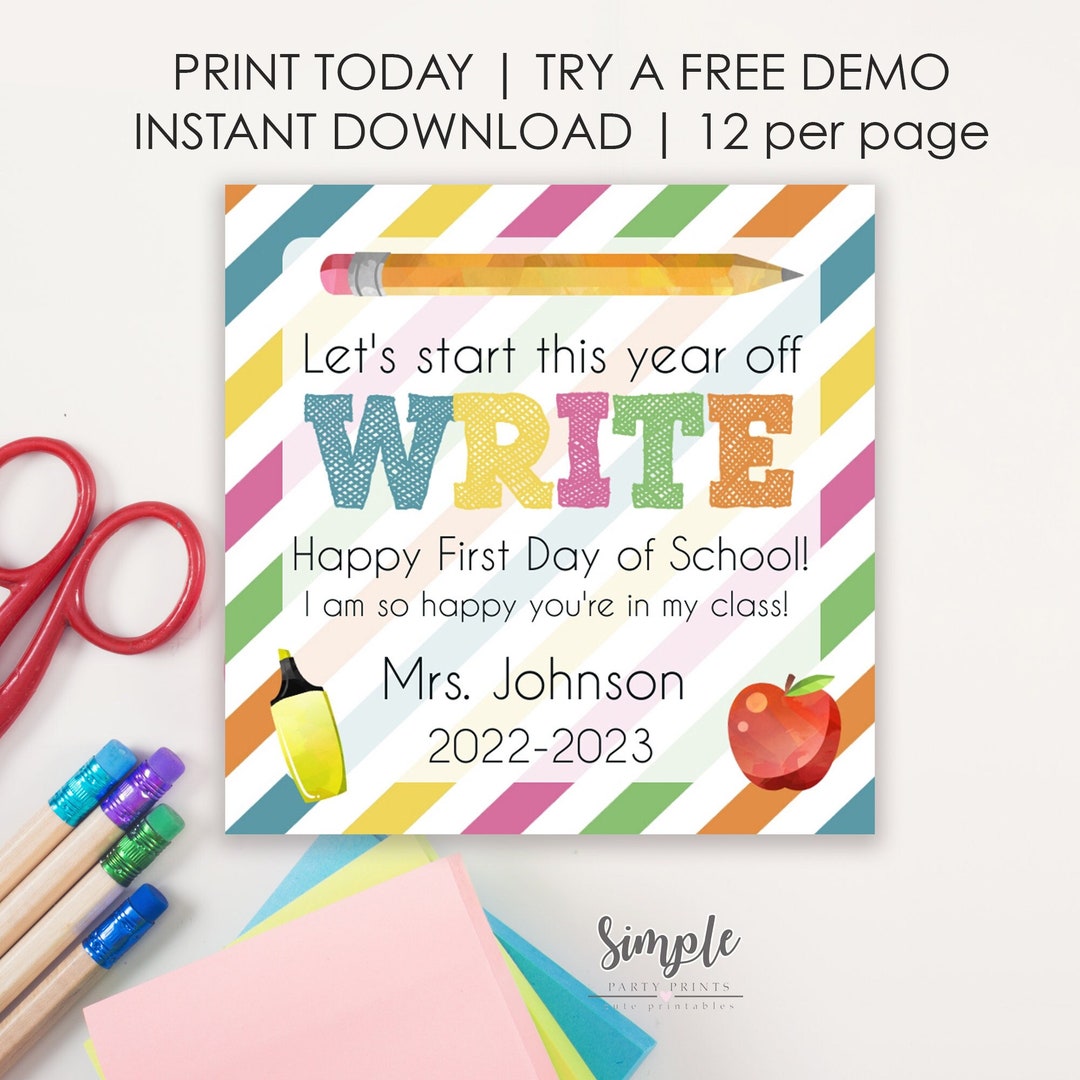 Let's Start This Year off Write Printable Tag, Welcome Back to School ...