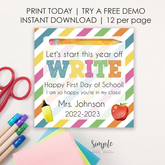 Let's Start this Year off Write Printable Tag, Welcome Back to School ...