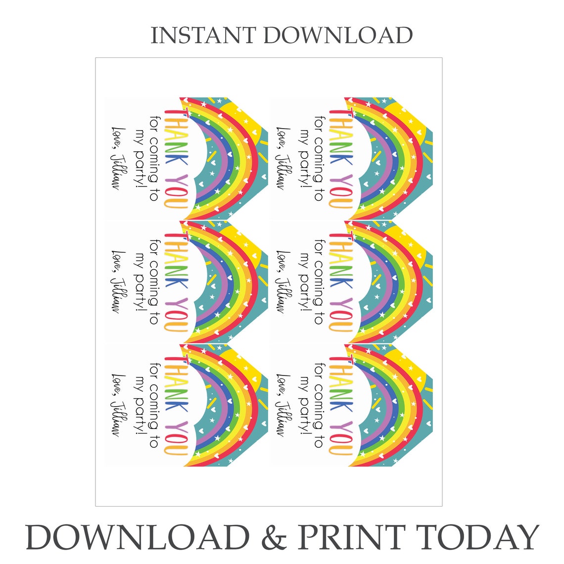 Editable Rainbow Favor Tag Rainbow Gift Tags Rainbow Thank You - Etsy