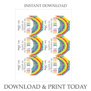 Editable Rainbow Favor Tag Rainbow Gift Tags Rainbow Thank You - Etsy