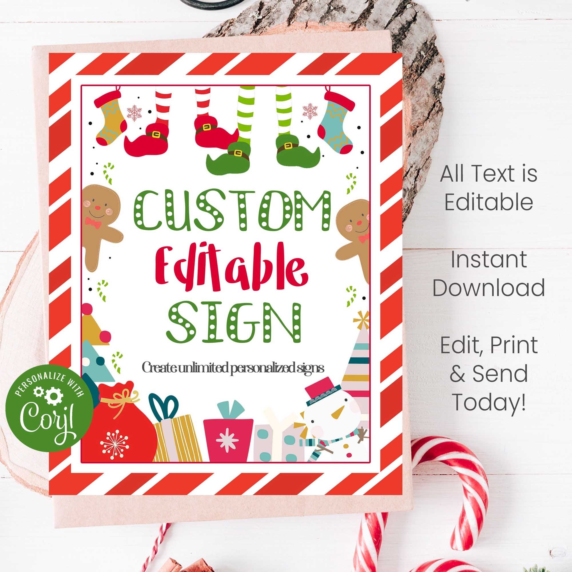 Editable Holiday 8x10 Printable Sign, Personalized Christmas Food Sign ...
