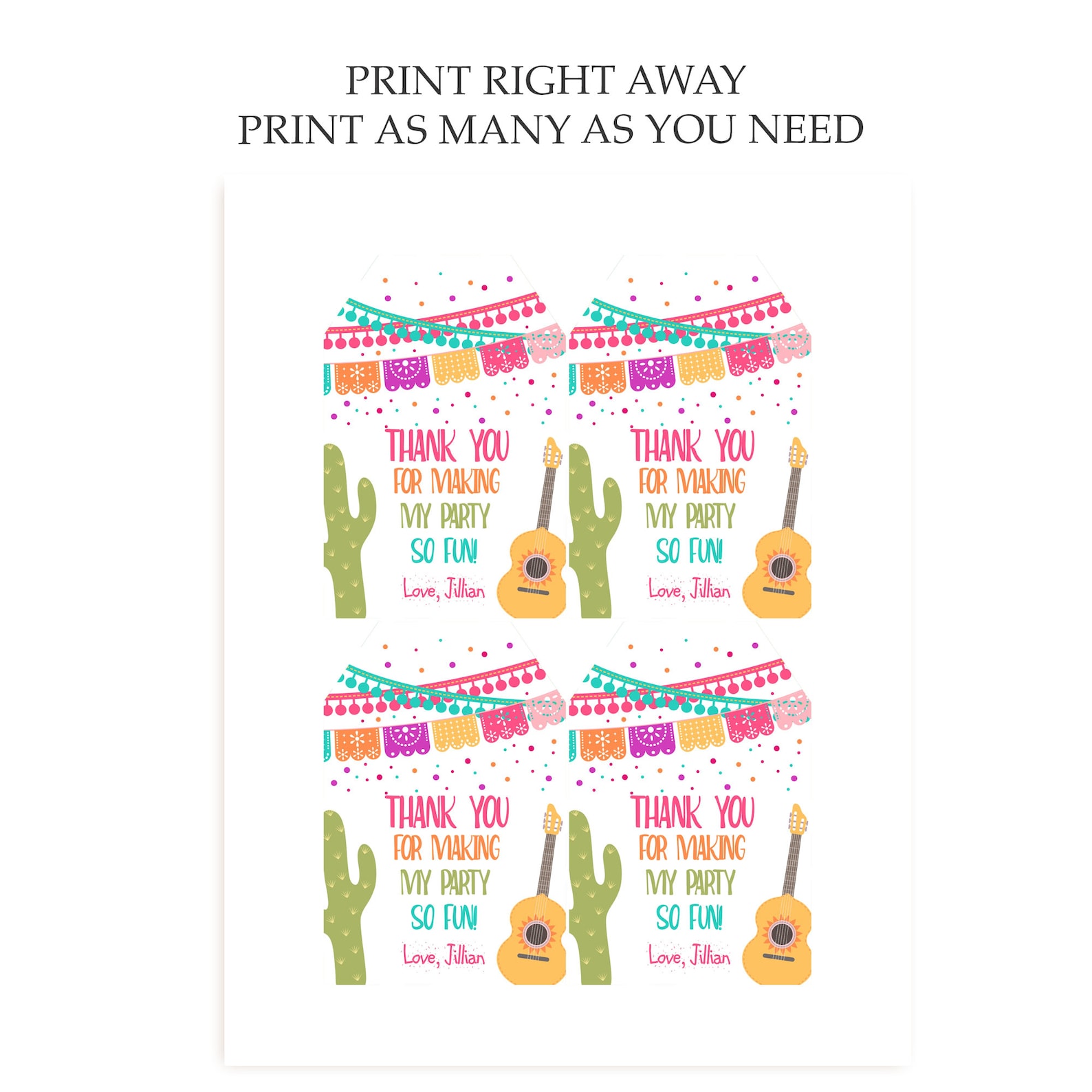 Editable Fiesta Birthday Party Favor Tags Mexican Themed - Etsy