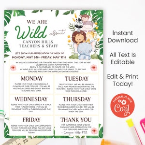 Editable Safari Themed Teacher Appreciation Instructions Template ...
