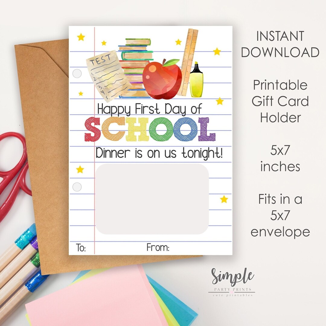 Happy First Day of School Gift Card Holder, Restaurant Gift Card Holder ...