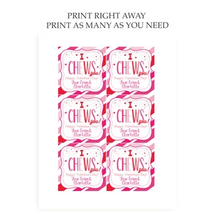 Printable Valentine's Day I Chews You Tags for Kids Classroom Valentine ...