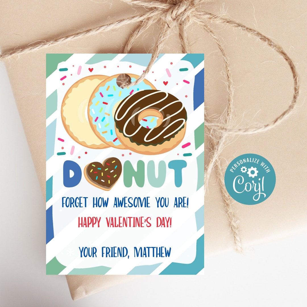 Printable Donut Valentine's Day Cards for Kids, Classroom Valentine ...