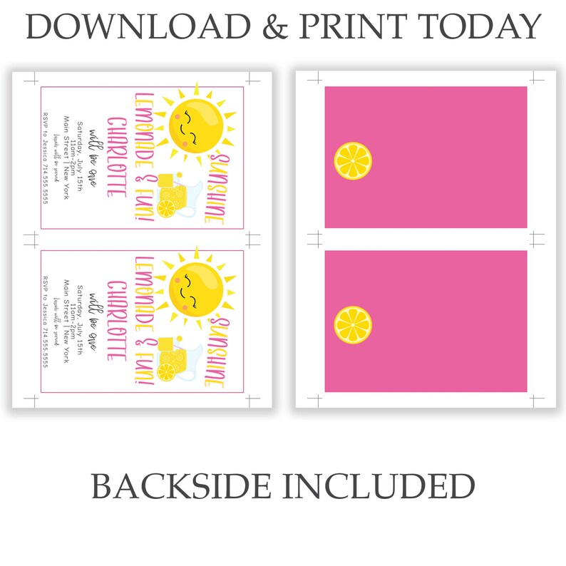 Editable Lemonade Stand Birthday Party Invitations, Printable Girl Bday ...