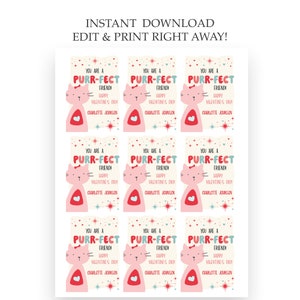 Printable Purr-fect Friend Valentine's Day Tags, Classroom Exchange ...