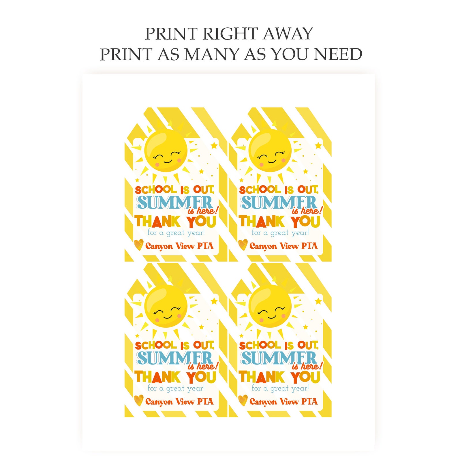 Kids Printable Tag Printable Thank You Teacher Gift - Etsy