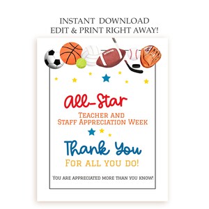 Editable All-star Teacher Appreciation Blank Sign Template, Printable ...