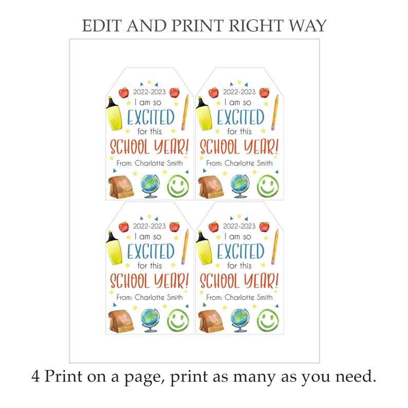 Back to School Printable Tag for Highlighters Editable Back - Etsy