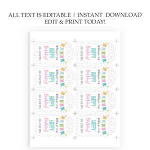 Printable Happy Birthday Tag, Editable Cute Colorful Gift Label, Custom ...