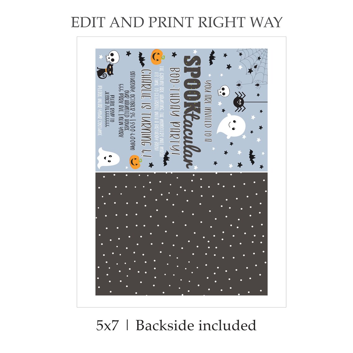 Editable Halloween Birthday Party Invitation Kids Halloween - Etsy