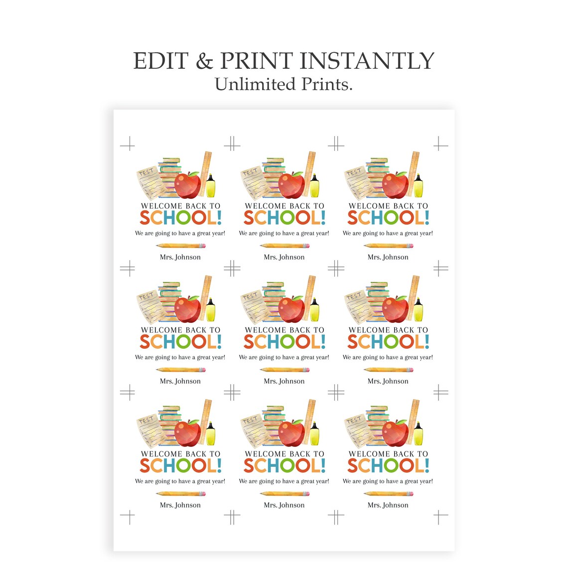 First Day of School Printable Tag | Welcome Back to School Labels ...