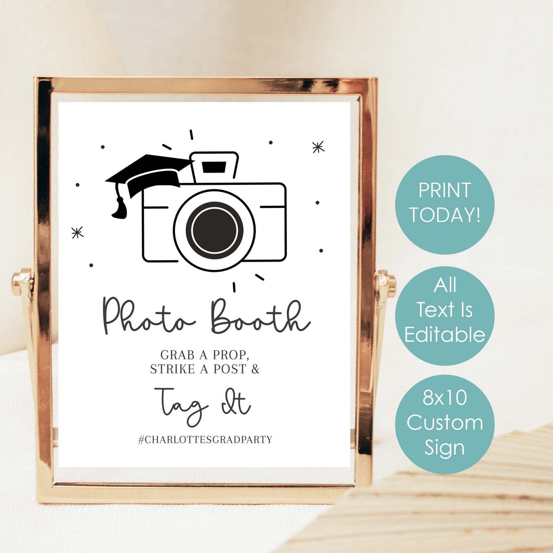 Graduation Party Photo Booth Sign | Printable Photo Booth Props ...
