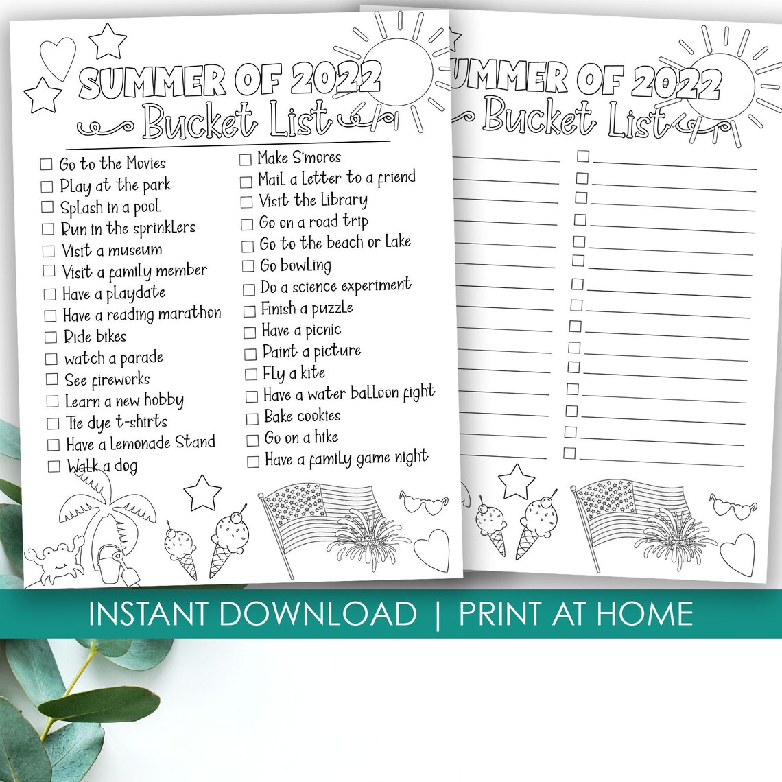 Summer Bucket List Coloring Page Summertime Ideas Things to | Etsy