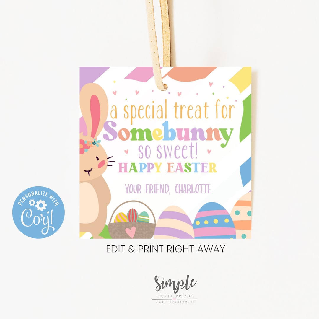 Easter Gift Tags - Personalized Pastel Bunny Labels for Baskets ...