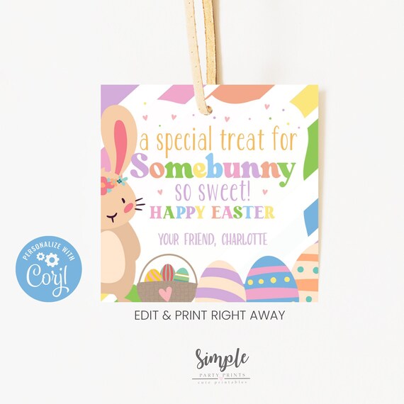 Printable Happy Easter Eggs Gift Tag, Personalize with Corjl, Easter ...