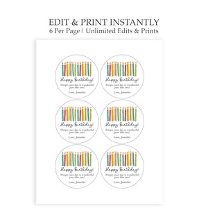 Happy Birthday Sticker Tags | Printable Circle Hip Hip Hooray It's Your ...