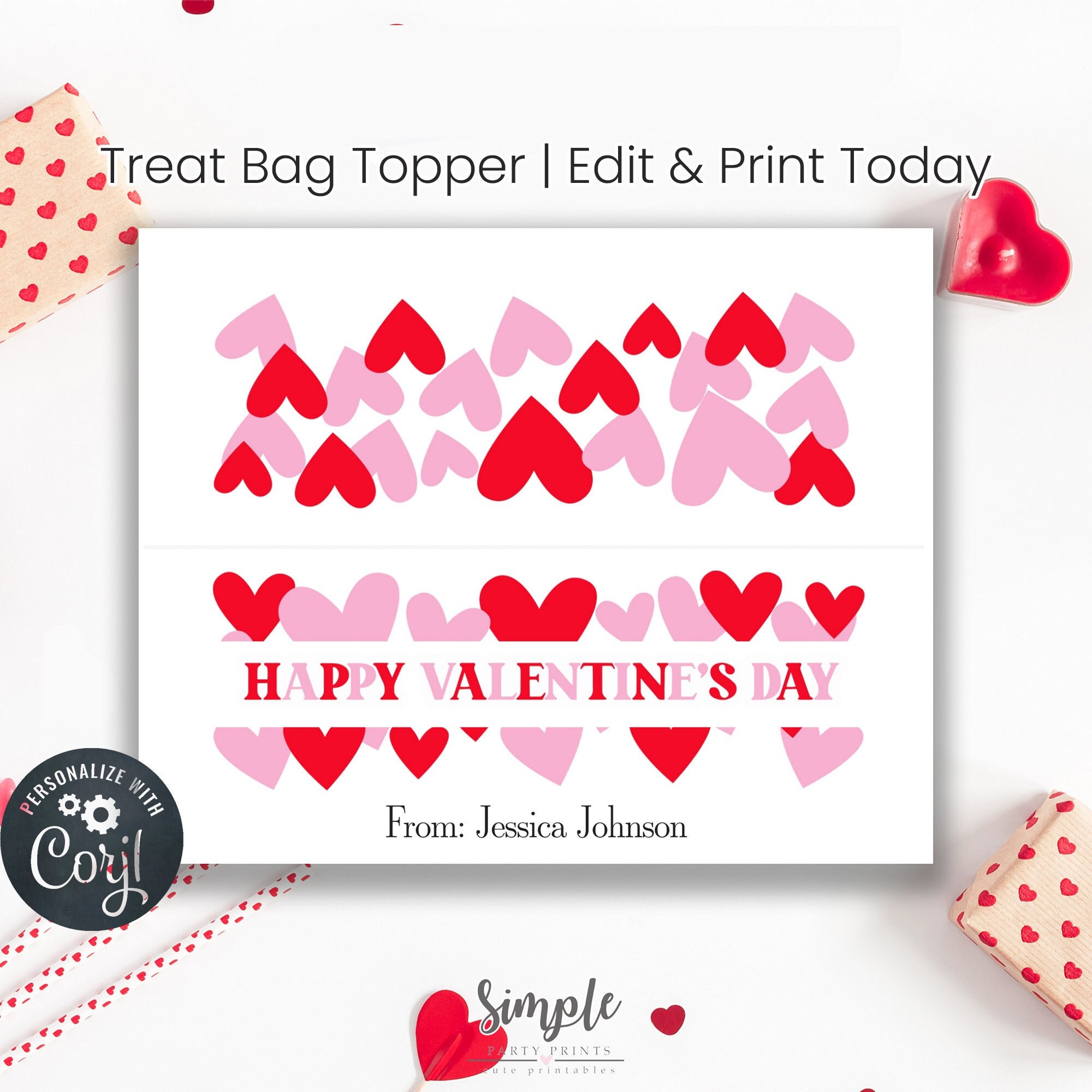 Simple Printable Valentine's Day Treat Bag Topper, Goodie Bag ...